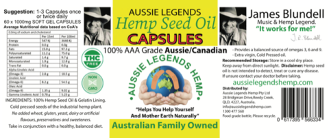 Hemp Seed Oil Capsules - AA Grade - 5 x 60 Soft Gel Capsules